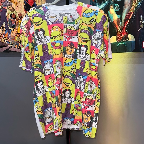 Vintage | Shirts | Rare Tmnt Aop Cartoon Tshirt Nickelodeon Teenage ...
